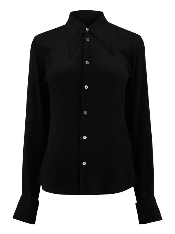 AMI Paris Long-sleeve Shirt With Exaggerated Pointed Collar - Black