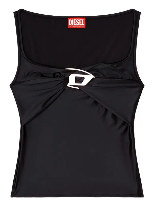 DIESEL® Sleeveless Top With Twisted Detail And Cut-out - Black