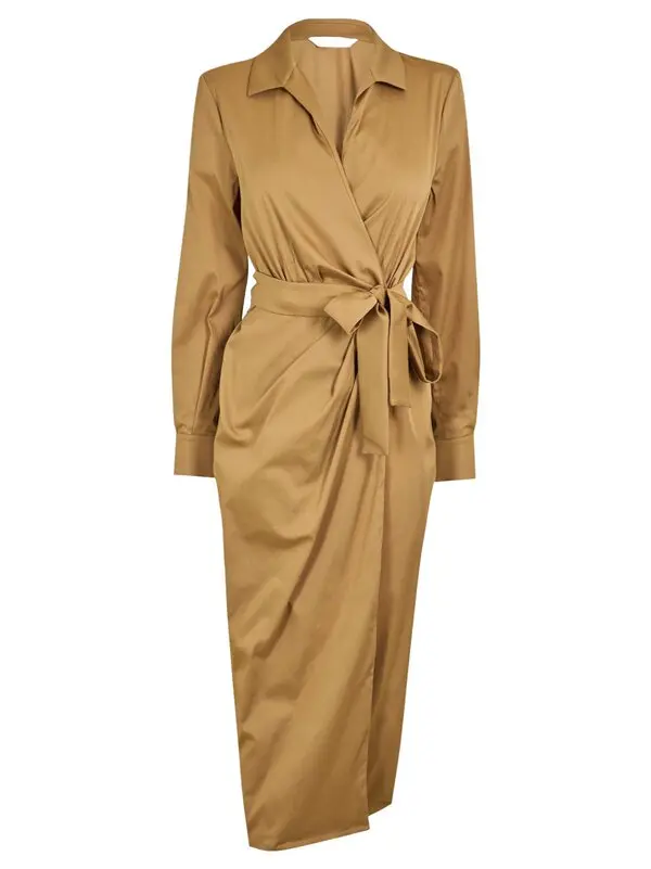 Max Mara Long Sleeve Belted Shirt Dress - No