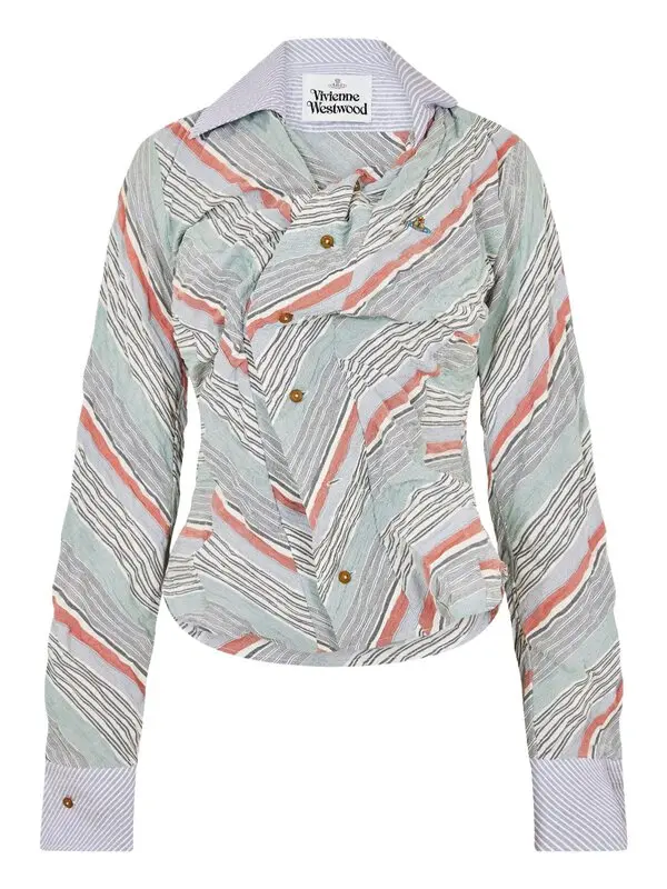 VIVIENNE WESTWOOD Long Sleeve Diagonal Striped Shirt - Gray