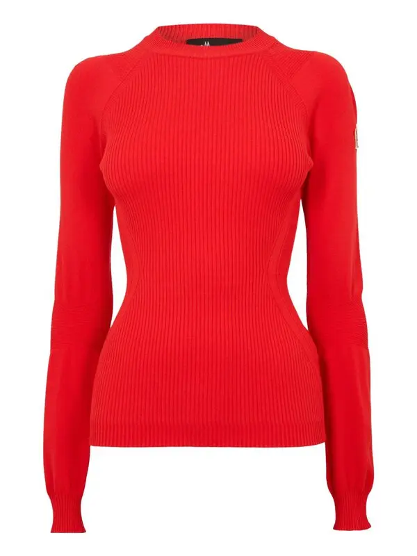 Moncler Ribbed Knit Crew Neck Jumper - Red