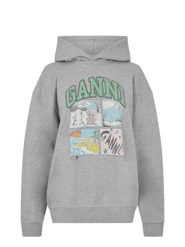 GANNI Oversized Graphic Hoodie - Gray