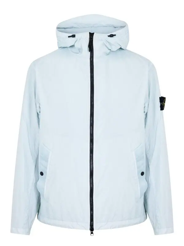 Stone Island Crinkle Rep Hooded Bomber Jacket - Blue