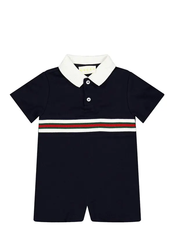 Gucci Polo Romper With Striped Detail - Black