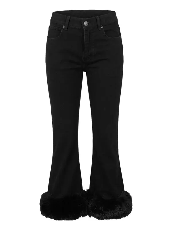 Balenciaga Fur Trimmed Flare Pants - Black