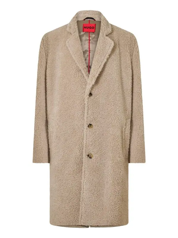 Hugo Boss Slim-fit Teddy Overcoat - Nude