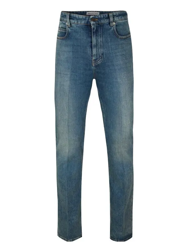 Balenciaga High-waist Slim Jeans With Vintage Wash - Blue