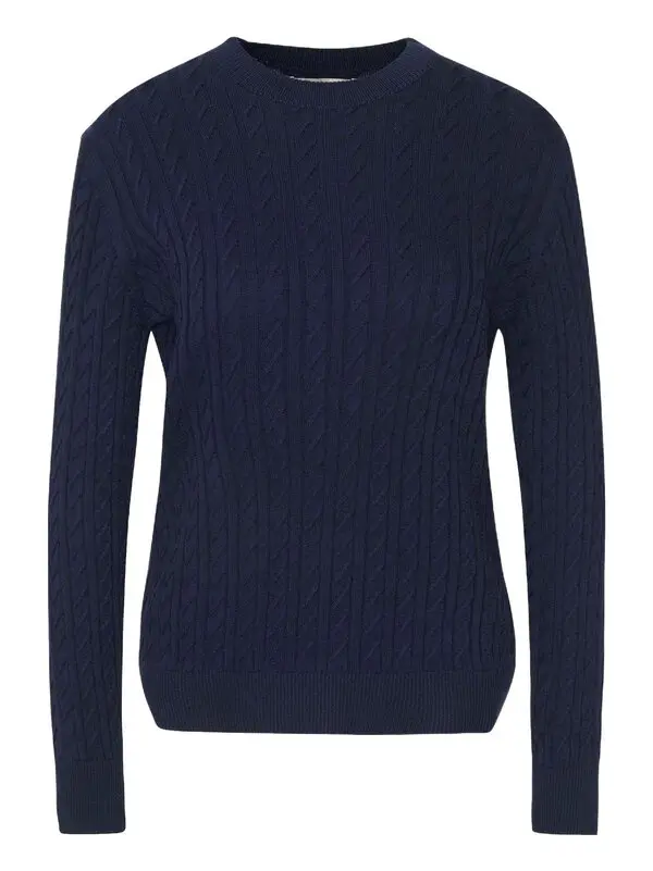 Barbour Long-sleeved Cable Knit Sweater - Black