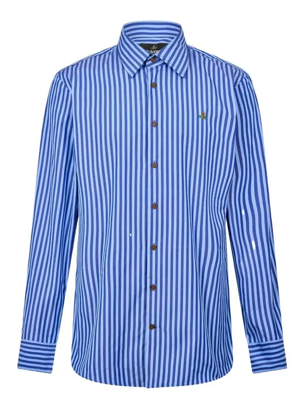 VIVIENNE WESTWOOD Logo Striped Shirt - Blue