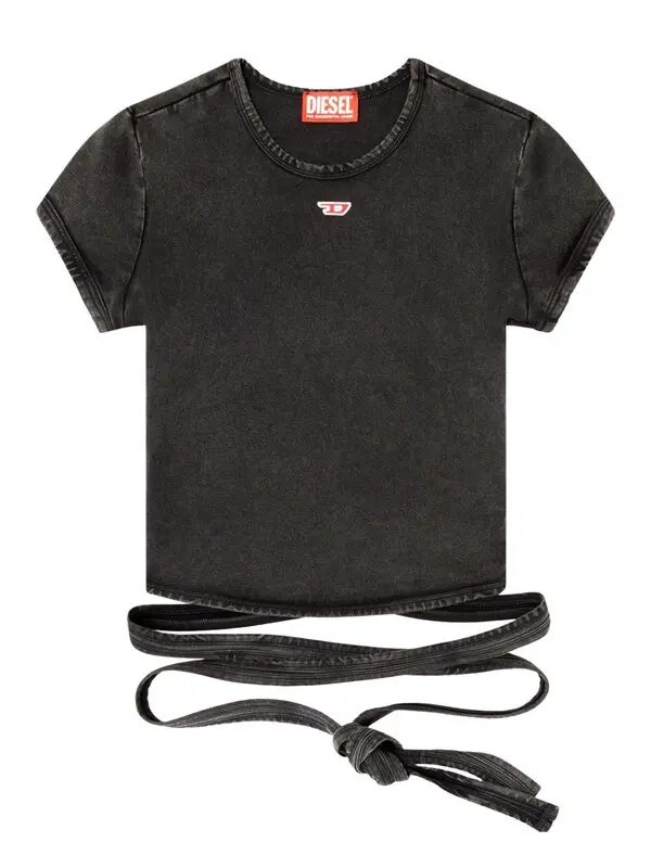 DIESEL® Denim-style Wrap Top - Black