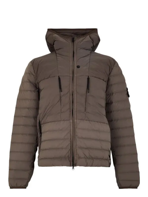 Stone Island Duck Down Full Zip Puffer Jacket - Brown