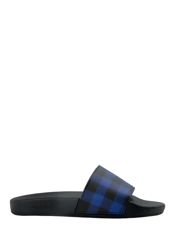 Burberry Checked Slide Sandals - Black