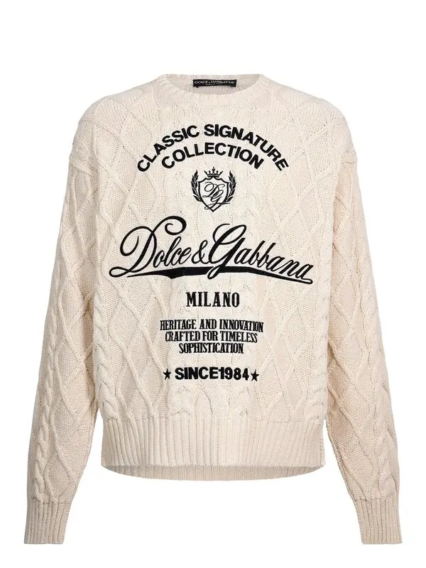 Dolce & Gabbana Knitted Jumper With Letter Print - Nude
