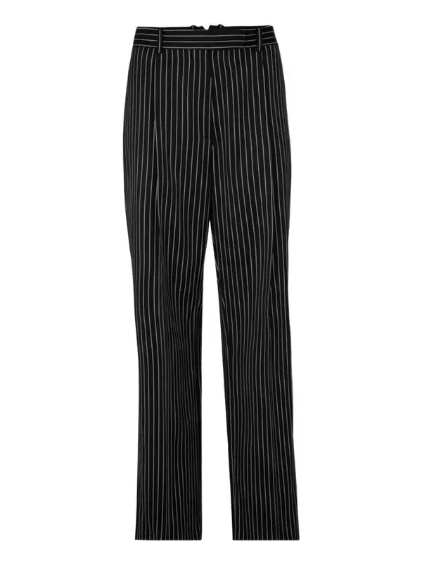 TOM FORD Striped Tailored Straight Leg Trousers - Black