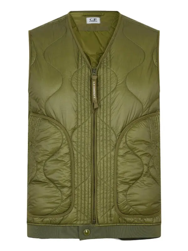 C.P. COMPANY Quilted Argyle Sleeveless Vest - Green