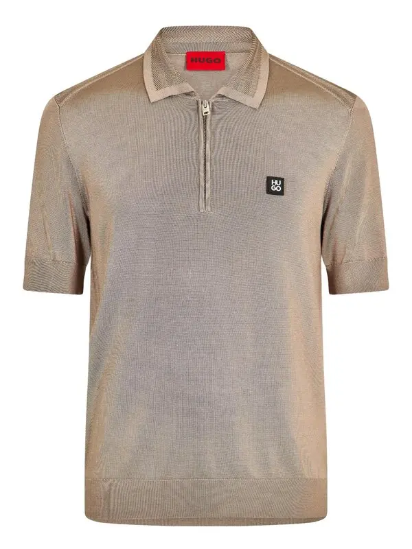 Hugo Boss Short-sleeved Zip-up Polo Shirt - Nude