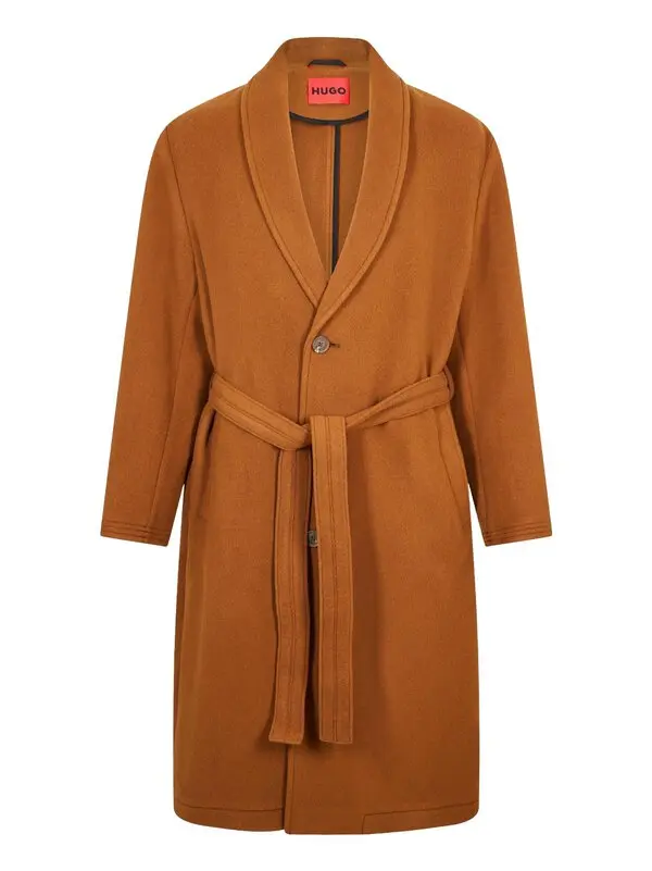 Hugo Boss Long Overcoat - Brown