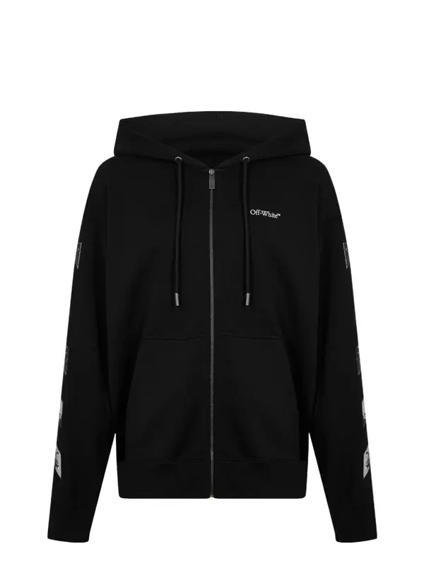 Off-White Front Zip-up Sweatshirt - Black