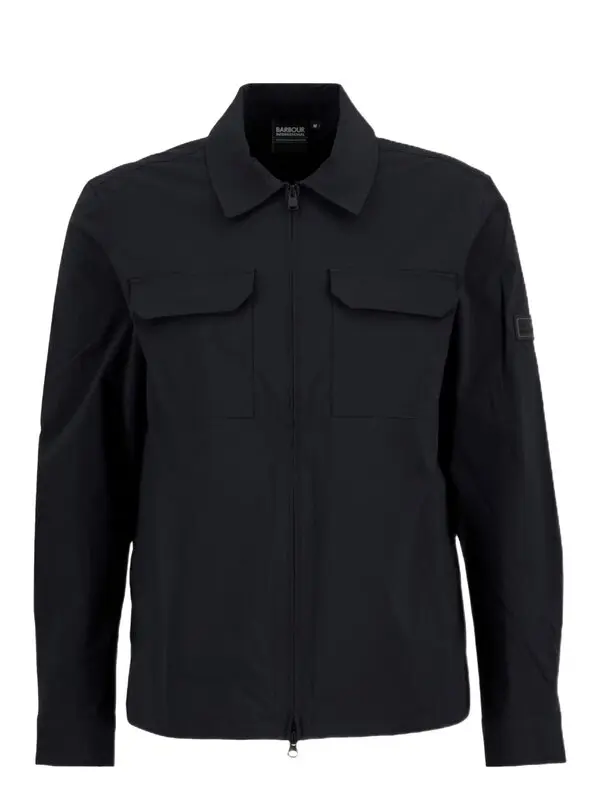 Barbour Zippered Long-sleeved Casual Jacket With Classic Collar And Logo Detail - Black