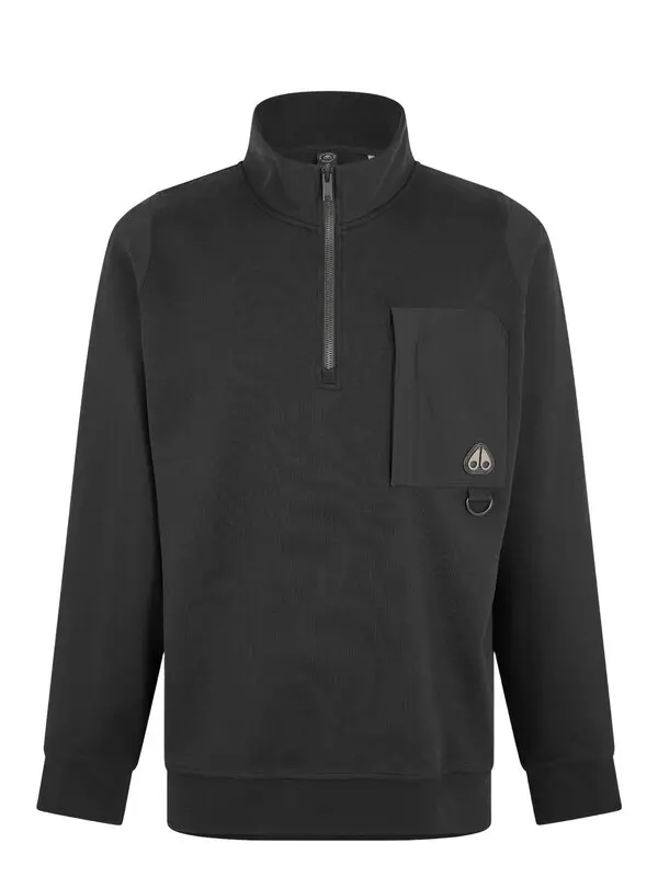 Moose Knuckles Zip-up Fleece Sweatshirt - Black