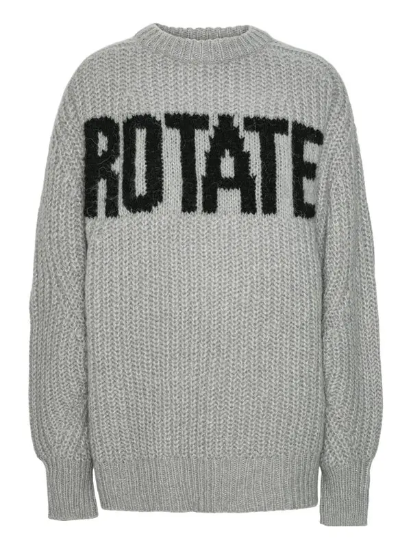 ROTATE BY BIRGER CHRISTENSEN Logo Detail Long Sleeve Sweater - Gray