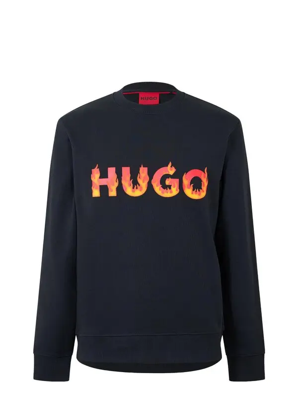 Hugo Boss Cotton-terry Sweatshirt With Logo Motif - Black