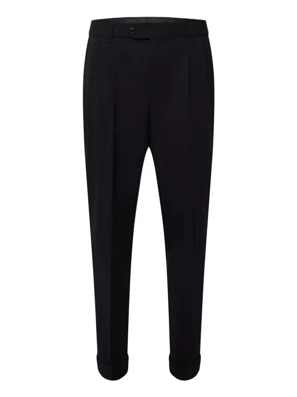 Hugo Boss Tapered Fit Pleated Trousers - Black