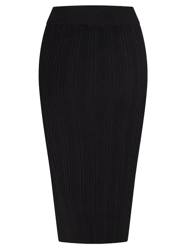 Hugo Boss Fitted Knit Midi Skirt - Black
