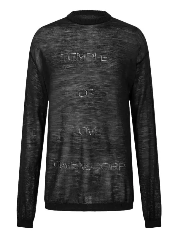 Rick Owens Temple Sheer Sweat Crew Neck Jumper - Black