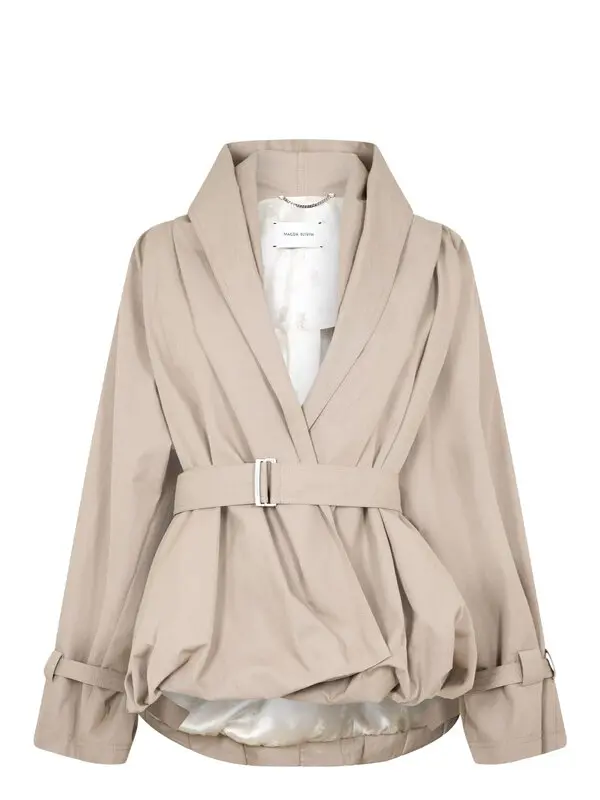 Magda Butrym Khaki Lapel Belted Jacket - Nude