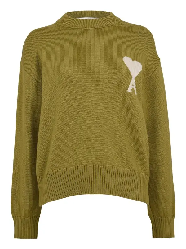 AMI Paris Crew Neck Sweater With Heart Appliqu - No