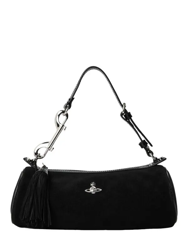 VIVIENNE WESTWOOD Suede Cylindrical Shoulder Bag - Black