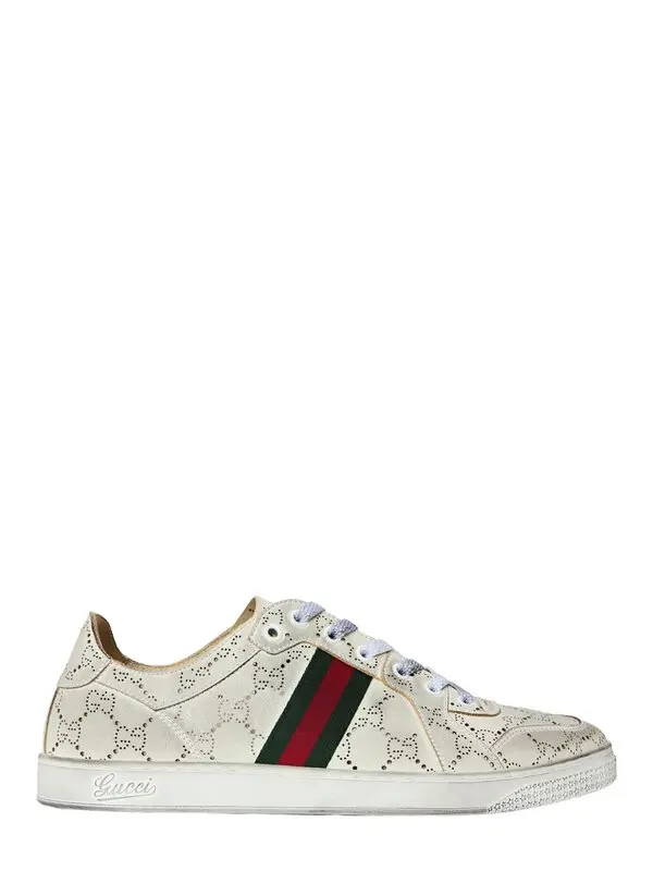 Gucci Embossed Logo Lace-up Casual Sneakers - White