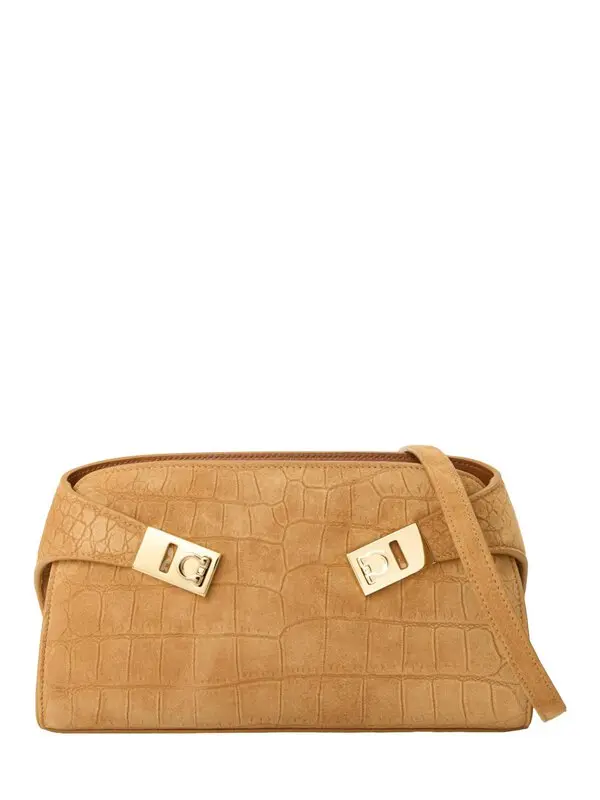 FERRAGAMO Suede Clutch Bag - Brown