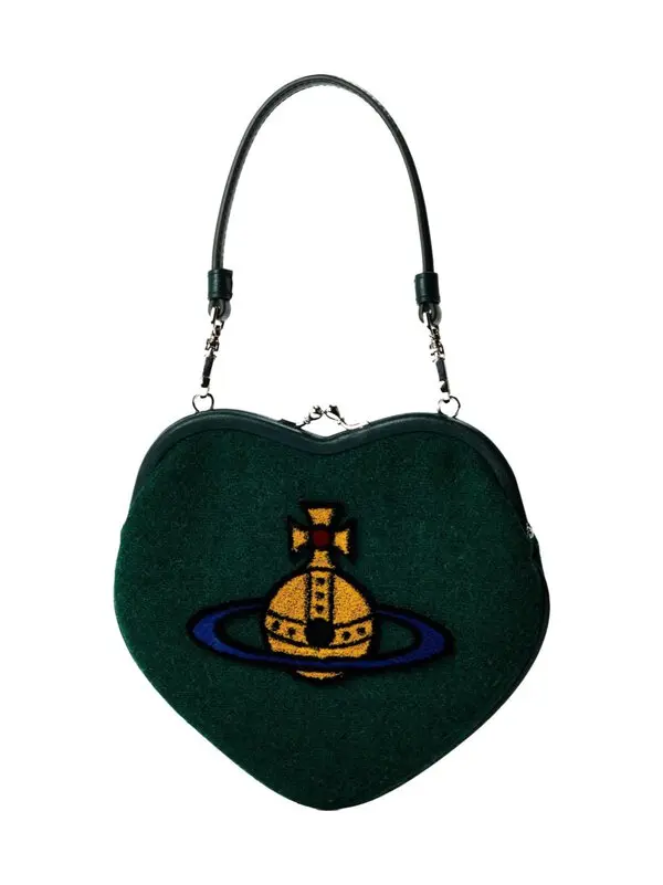 VIVIENNE WESTWOOD Heart Shaped Handbag With Embroidered Logo - Black