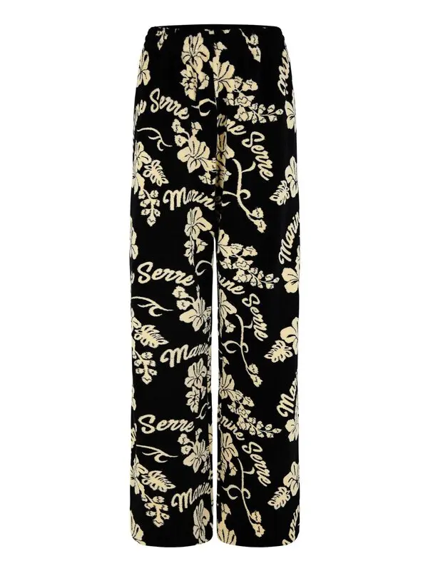 MARINE SERRE Printed Wide Leg Pants - Black
