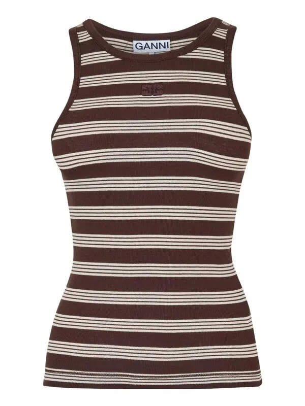GANNI Striped Sleeveless Vest - Red