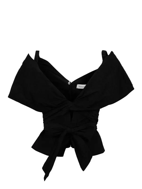 Magda Butrym Off-the-shoulder Short Sleeve Bow Detailed Blouse - Black
