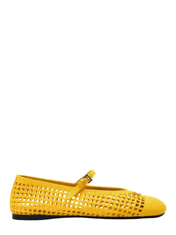 Prada Woven Mary Jane Flats - Yellow