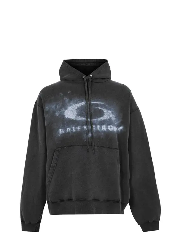 Balenciaga Logo Hooded Sweatshirt - Black