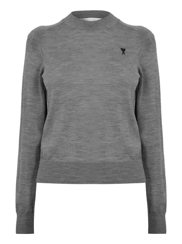 AMI Paris Knitted Crew Neck Sweater - Gray