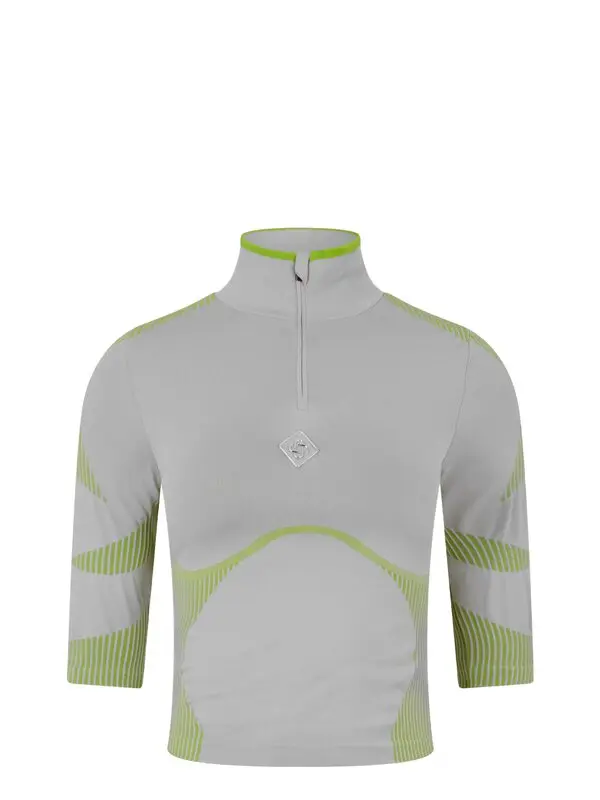 Casablanca High Neck Half-zip Top With Logo Detail - Gray