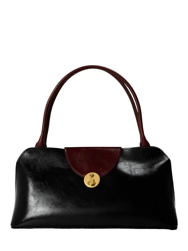 Versace Shoulder Bag With Clasp Closure - Black