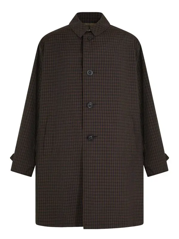 MAISON MARGIELA Checked Mid-length Overcoat - Black