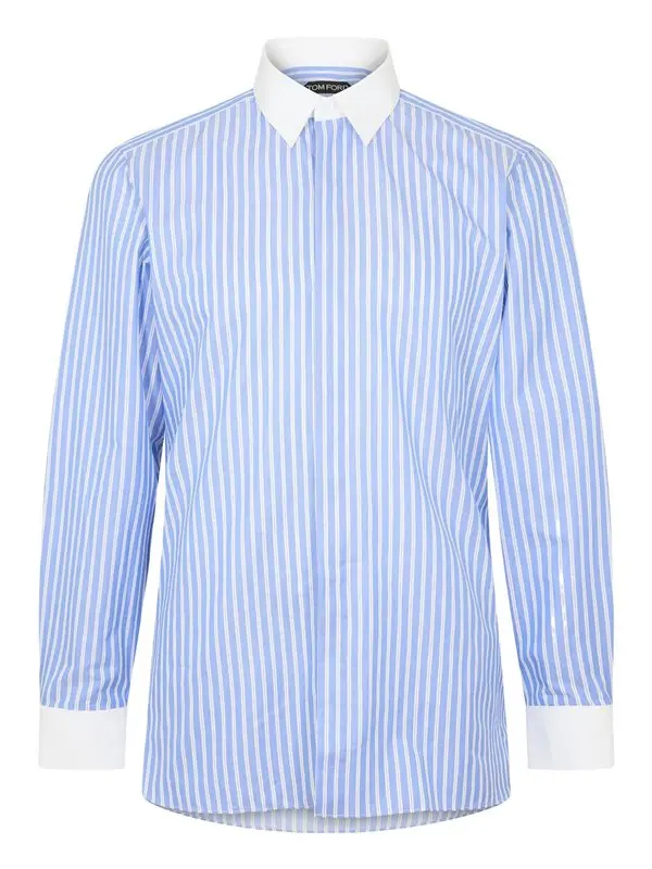 TOM FORD Striped Long-sleeved Shirt - Blue
