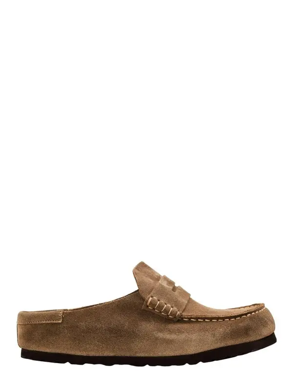 BIRKENSTOCK Suede Mules With Stitching Detail - Brown
