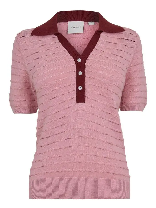 Varley Short-sleeve Knit Polo - Pink