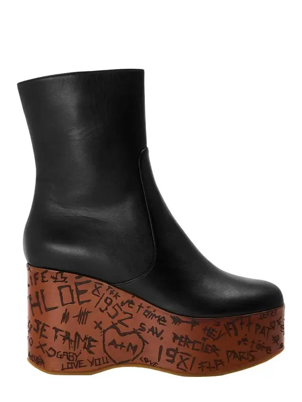 Chloé Waterproof Leather Chelsea Boots With Stacked Heel - Black