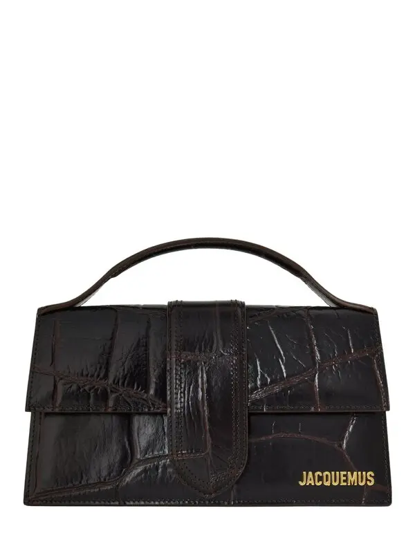 Jacquemus Leather Crossbody Bag With Top Handle - Black