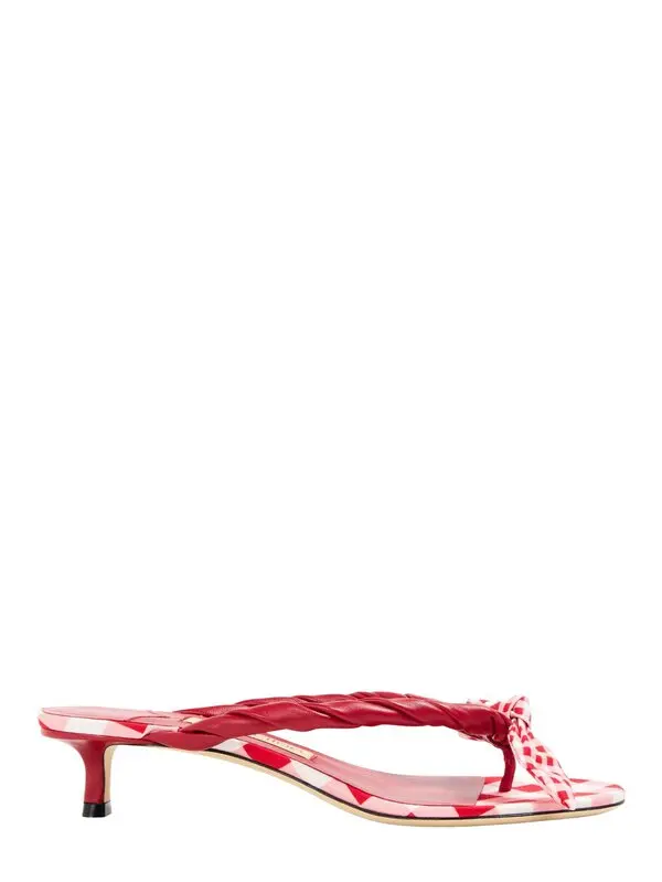 JIMMY CHOO Braided Thong Flip Flops With Bow Detailing - Red